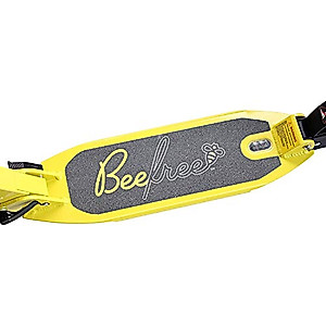 Bee Free 2 Wheel Kick Scooter for Adults and Teens, Adjustable Handlebars, Premium Durable Aluminum Construction, Foldable, Rear Foot Brake and Anti-Shock Suspension, Ages 12+, Up to 200 LBS, Yellow