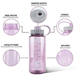 SHOKE 1 Liter Water Bottle, 32oz Wide Mouth Leakproof Large Sports Water Bottles with Handle, Gym Space Cup For Fitness Yoga Workouts Hiking for Women