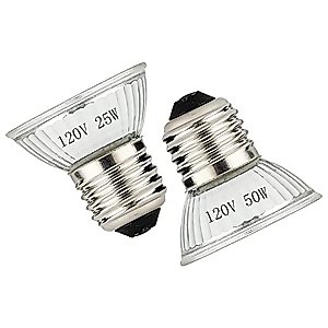 SDYXJ 2pcs 25W UVA UVB Reptile Heat Bulbs, Pet Heating Bulbs for Turtle Tank Habitat Reptile Lizard Snake(E27, 110V) (25W)