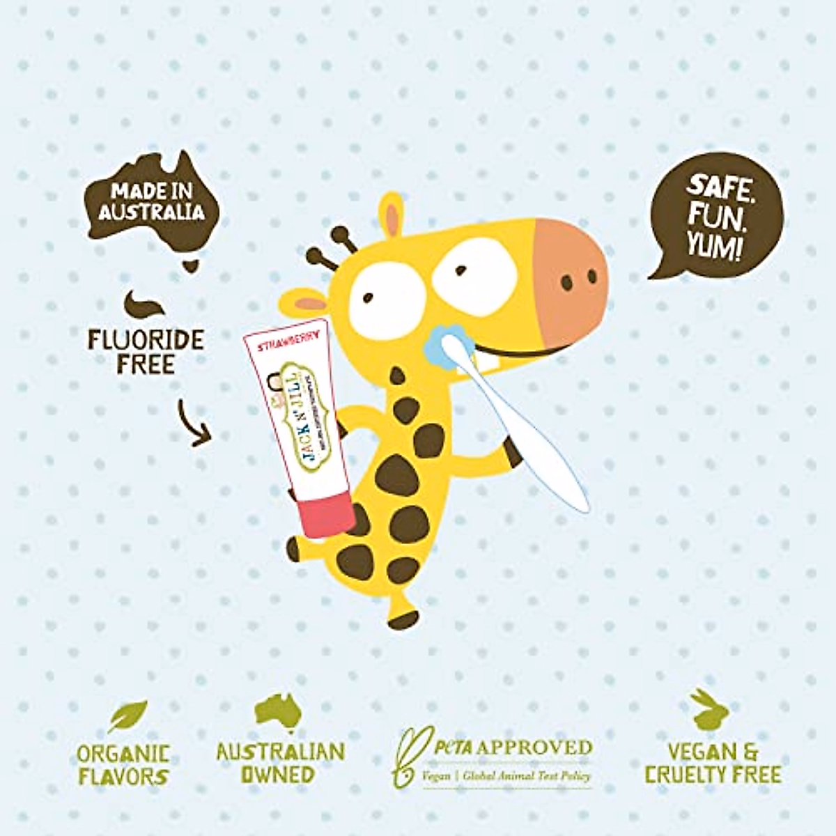 Jack N' Jill Kids Natural Toothpaste - Kids Toothpaste Fluoride Free, 40% Xylitol, BPA Free SLS Free, Makes Tooth Brushing Fun for Kids - Strawberry, 1.76 oz (Pack of 3)