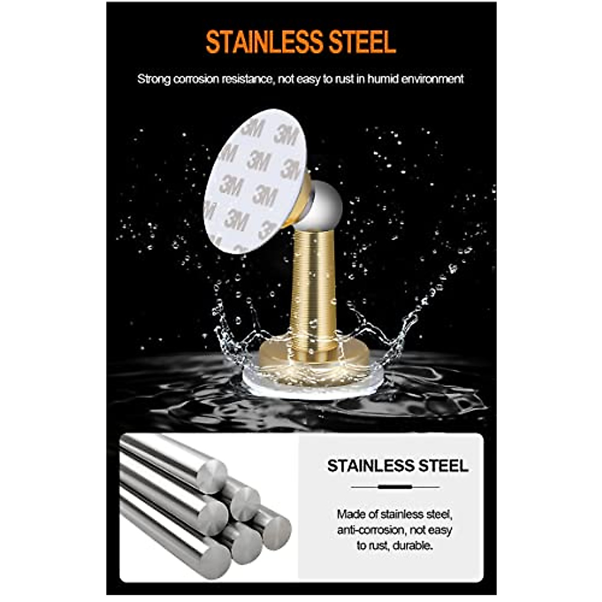 Door Stopper, Magnetic Door Catch,Magnetic Door Stop, 3M Double-Sided Adhesive Tape，Stainless Steel, No Drilling, Screws for Stronger Mount, Hold Your Door Open, for Wide Doors