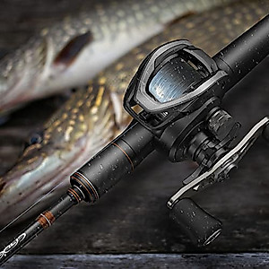 Cadence Essence Low Profile Fishing Reel，Lightweight Baitcasting Reel with 8 Corrosion Resistant Bearings， 20 lbs Carbon Fiber Drag with High Speed 7.3:1 Gear Ratio Baitcaster Reels