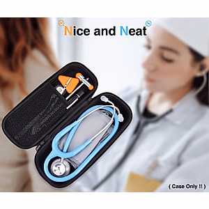 HESPLUS Storage Travel Case for 3M Littmann Classic III Stethoscope, Lightweight II S.E, Cardiology IV Diagnostic, MDF Acoustica Deluxe Stethoscopes - Pure Black Without Pattern