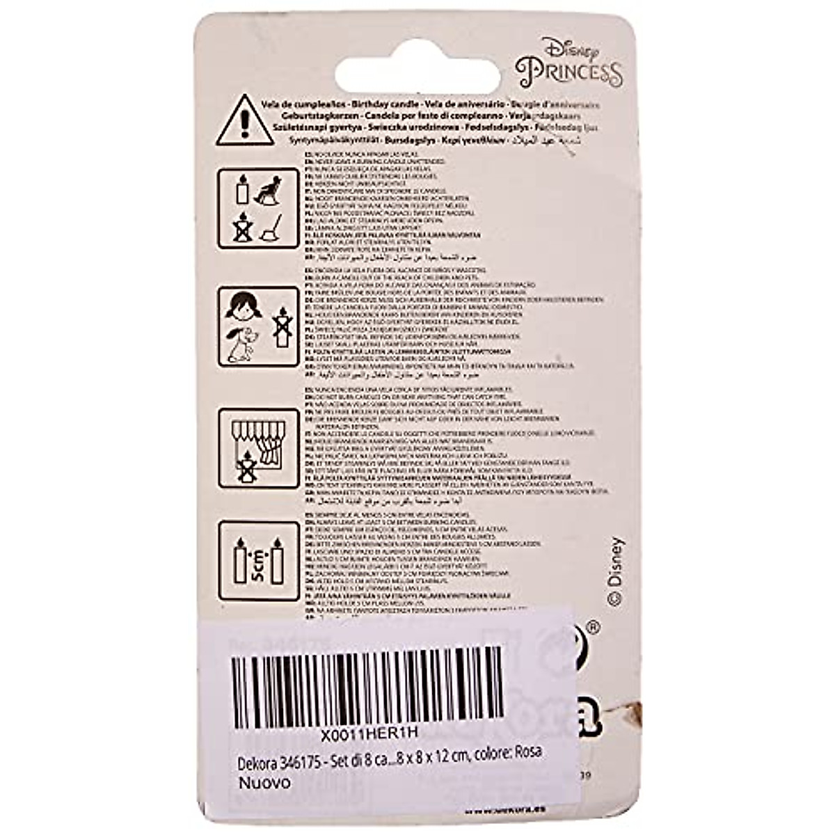 Dekora - 346175 Princesses Set of 8 Pink Wax Stick Candles 8 x 8 x 12 cm