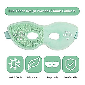 NEWGO Gel Eye Mask Reusable Cooling Eye Mak with Eye Holes, Cold Pack Eye Ice Pack Hot Cold Eye Compress for Puffy Eyes Migraine Headache, Stress Relief, Dry Eyes Dark Circles (Green)