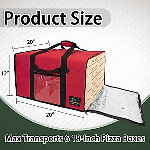 OujiuShark Insulated Pizza Bags for Delivery, 20in x 20in x 12in, Commercial Pizza Warmer Bag, Large Pizza Carrier for Hot and Cold Food (Red)