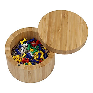 HTB Bamboo Salt Box With Magnetic Swivel Lid, 8.5oz Round Spice Container, Secure Durable Storage & Organization for Seasonings, Herbs