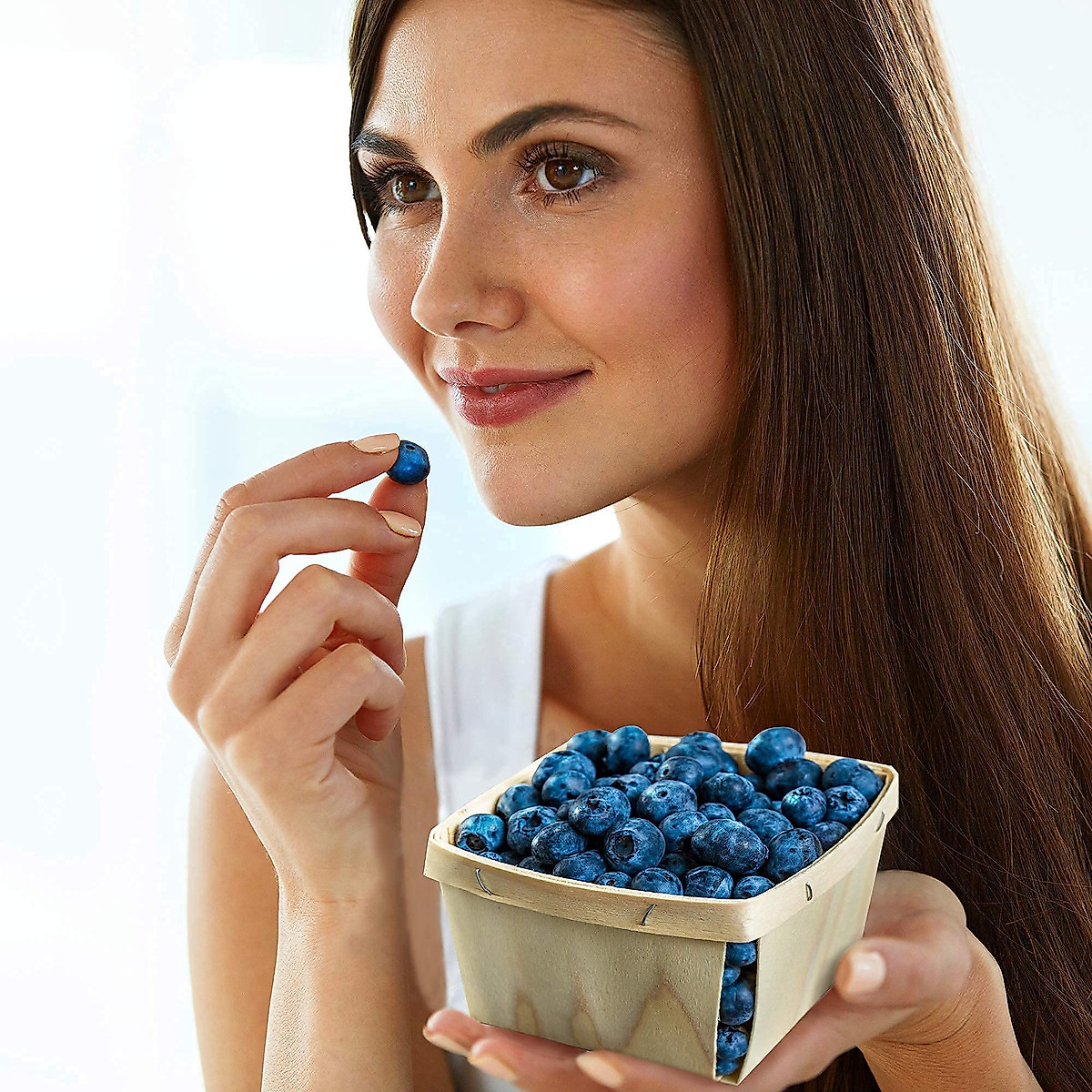 One Pint Wooden Gift Baskets (10 Pack); for Picking Fruit or Arts, Crafts and Decor; 4"x4"x2.5" Square Vented Wood Boxes