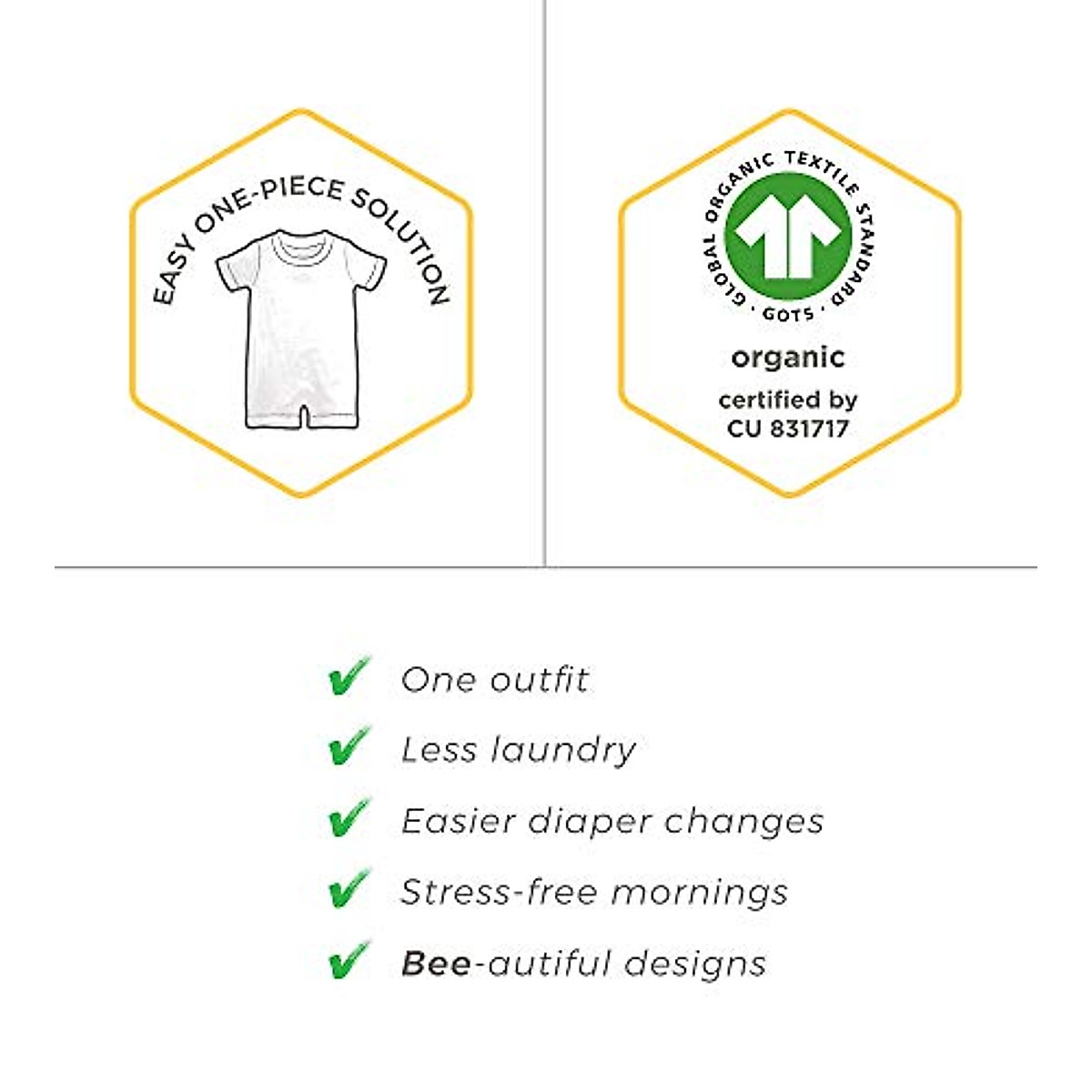 Burt's Bees Baby Baby Boy's Romper Jumpsuit, 100% Organic Cotton One-Piece Short Shortall, Long Sleeve Coverall, Dottie Bee, Newborn