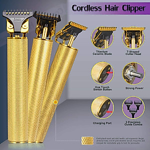 USB Hair Clippers for Men, Electric Hair Trimmer Waterproof Profession Portable Cordless Rechargeable T-Blade Hair Grooming Cutting Kit for Detail Beard Shaver Barber Salon Barbershop