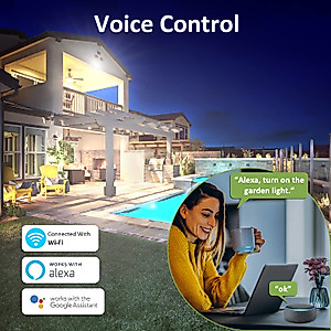 NOVOSTELLA 2 Pack 100W Smart LED Flood Light, Total 18000LM Super Bright Flood Light Outdoor IP66 Waterproof, Tunable White 2700K-6500K Outside Alexa Floodlight for Yard Stadium Garage Porch Lawn