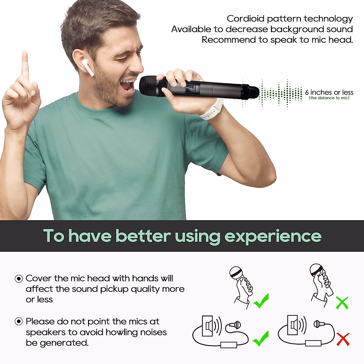 FDUCE Wireless Microphons System, 4-Channel UHF Handheld Mics Set of 4 Cordless Microphone, FCC Fixed Frequency, Volume Control, Wide Use for Karaoke, Party, Conference, Wedding, Church(SU518)