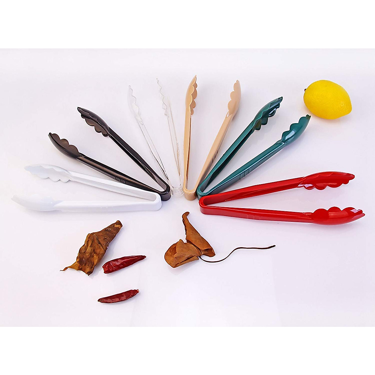 New Star Foodservice 35629 Utility Tong, High Heat Plastic, Scalloped, 9 inch, Set of 12, Beige