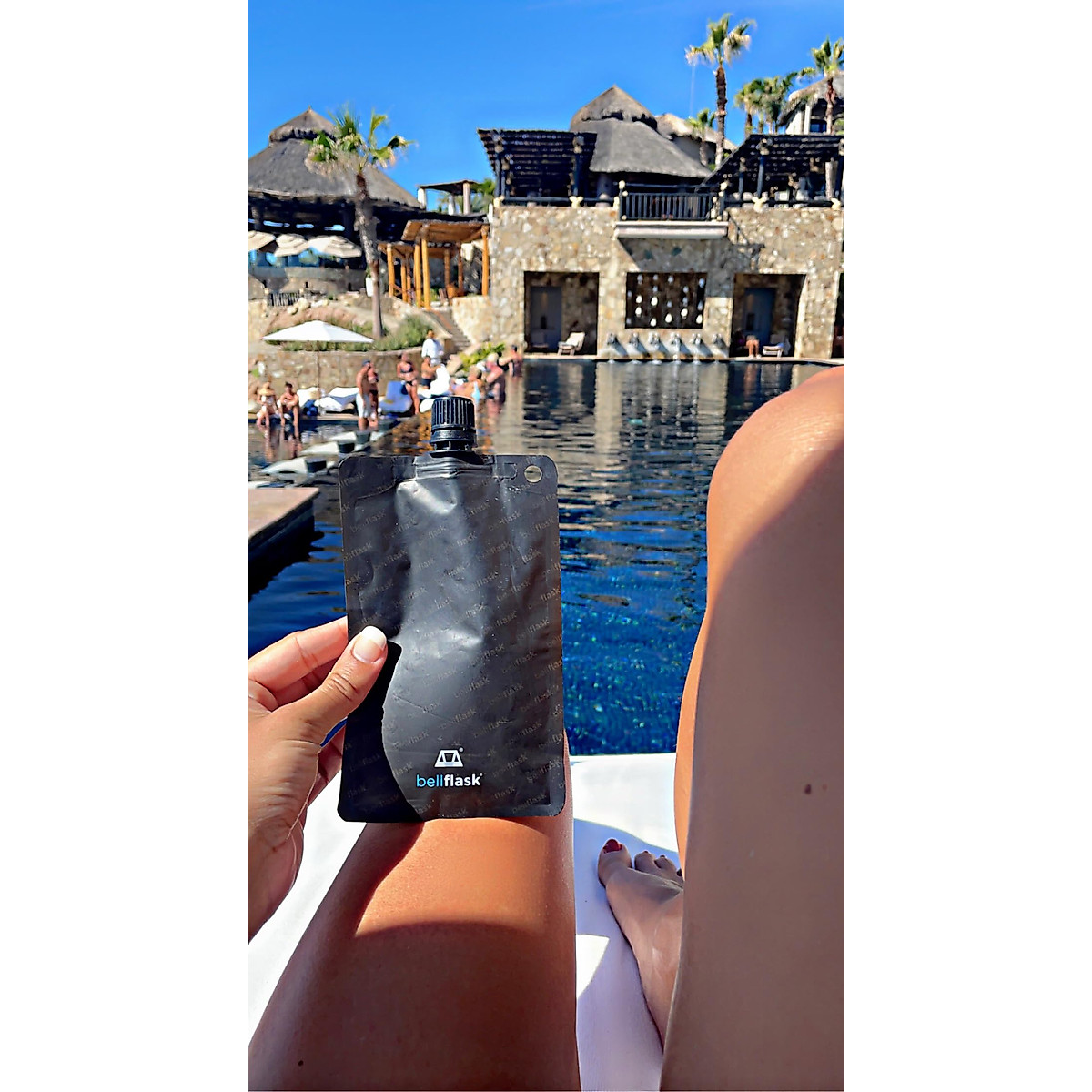 BellFlask - 15 oz. Flask, Patented, Flexible, Metal-Free, Reusuable, Plastic, BPA-Free with Carabiner Clip and Filling Funnel