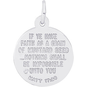 Rembrandt Charms Sterling Silver Mustard Seed Charm on a Sterling Silver Rope Chain Necklace, 18"