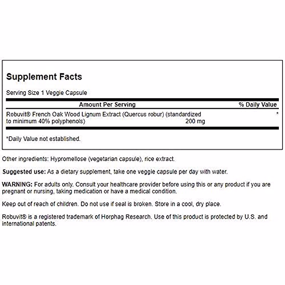 Swanson Robuvit French Oak Wood Extract 200 Milligrams 30 Veg Capsules (3 Pack)