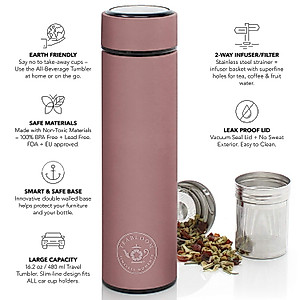 Teabloom - The ORIGINAL All-Brew Travel Tumbler & Thermos | OPRAH’s Favorite | 16oz/480ml Insulated Water Bottle/Tea Flask/Cold Brew Coffee Mug