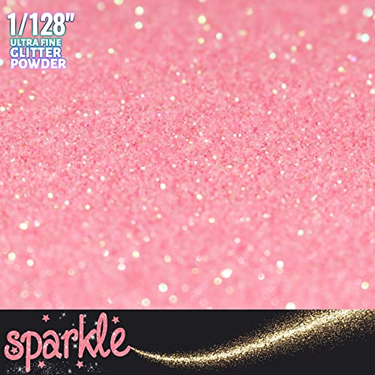 Iridescent Ultra Fine Glitter Powder 7.41Oz/210g Rainbow Resin Glitter PET Flakes Crafts Sequins Epoxy Chips Flakes for Tumblers Slime Making (Taffy Pink)