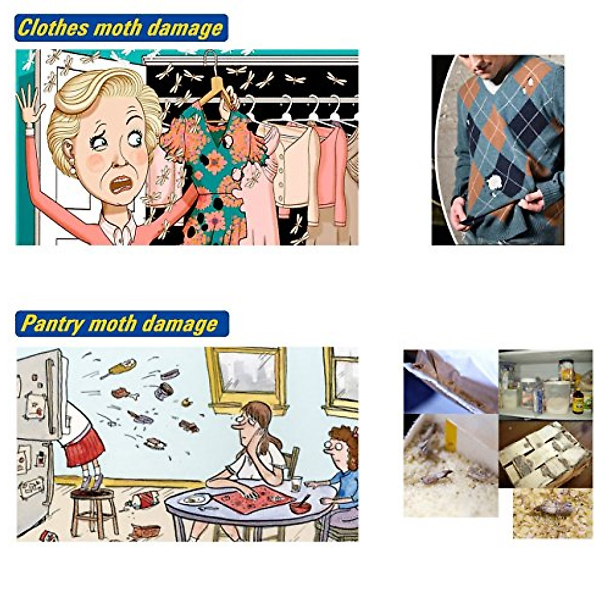 Dual Moth Traps for Clothes and Pantry Highly Effective All-Around Moth Traps,Pro Cloest Essentials Get Rid of Wool Moths with Natural Safe and Odor-Free Dual Premium Pheromone