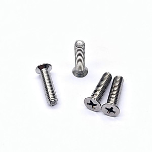 50pcs M6-1.0 x 25mm Stainless Steel Countersunk Head Screws, Metric Coarse Thread Flat Head Bolt, Phillips Drive (Size: 6×25)