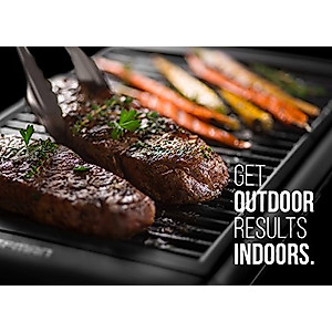 Chefman Electric Smokeless Indoor Grill w/Non-Stick Cooking Surface & Adjustable Temperature Knob from Warm to Sear for Customized BBQing, Dishwasher Safe Removable Water Tray, Black