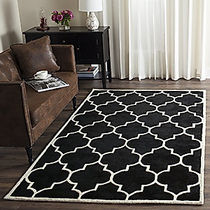 SAFAVIEH Chatham Collection 3' x 5' Black/Ivory CHT733K Handmade Geometric Premium Wool Area Rug