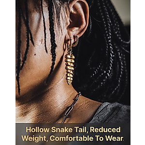 COPPERTIST.WU Rattlesnake Tail Earrings Huggie Hoop Dangle Rattle Earrings Brass Shakeable Jewelry Gift for Women Men