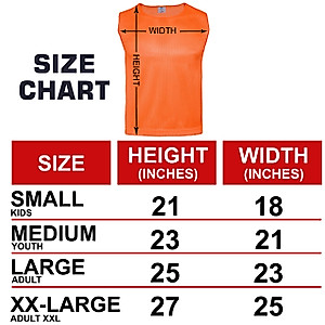 Athllete Duramesh Soccer Vest with Numbers (12 Vests) - Kids Youth and Adult Pinnies, Numbered Penny Jerseys for Soccer, Basketball, FootballL (Flame Orange Numbered, Large)