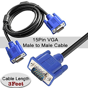 SaiTech IT 2 Pack 15 Pin VGA to VGA Monitor Cable, Male to Male VGA Cable for TV PC Computer Monitor Laptop Projector - 3 Feet