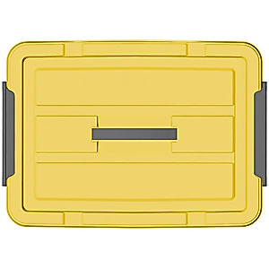 Cetomo 65L*3 Plastic Storage box, Tote box,Transparent Organizing Container with Durable yellow Lid and Secure Latching Buckles, Stackable and Nestable,3Pack