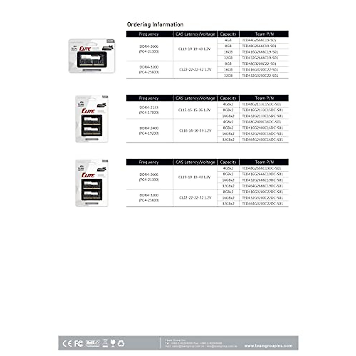 TEAMGROUP Elite DDR4 32GB Single 2666MHz PC4-21300 CL19 Unbuffered Non-ECC 1.2V SODIMM 260-Pin Laptop Notebook PC Computer Memory Module Ram Upgrade - TED432G2666C19-S01