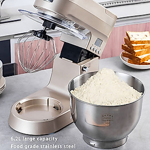 CLING 1000W Kitchen Stand Mixer Dough Mixers 10 Speed LED Liquid Crystal Display Timing Function with Dough Hook, Beater & Egg Whisk 6.2L Large Capacity