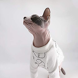 Sphynx Hairless Cat Cute Breathable Summer Cotton T-Shirts Milk Bottle Pattern Pet Clothes,Round Collar Vest Kitten Shirts Sleeveless, Cats & Small Dogs Apparel (XX-Large (Pack of 1), Milk-White)