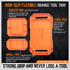 HORUSDY 3PC Large Non-Slip Flexible Tool Tray | Tool Organizer | Tool Storage | Tool Holder | Tool Mats | No Magnets | Grip Mat Tool Mat | of Christmas Day Tools Gift for Men