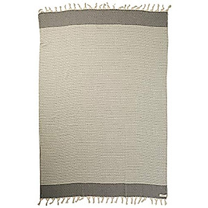 Bersuse 100% Cotton Hierapolis XL Throw Blanket Turkish Towel - 60x95 Inches, Black