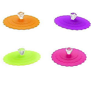 LASSUM 3Pcs Silicone Anti-dust Glass Cup Cover Coffee Mug Suction Seal Lid Cap Reusable Cup Lid
