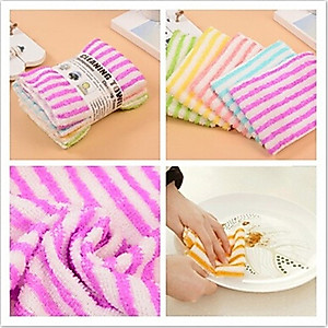 Myhouse 5pcs 11.81x11.81inch Microfiber Kitchen Dish Towel Colorful Stripe Gentle Kitchen Dish Cloths