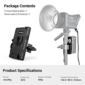 SmallRig V-Mount Battery Plate, Battery Charging Module RA V1 for SmallRig COB Video Light - 3676