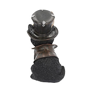 Nemesis Now Cogsmith's Steampunk Cat Adorable Black Cat with Leather Top Hat and Waistcoat, Hand-Painted Resin Figurine, Perfect for Steampunk Collectors, 18.5cm