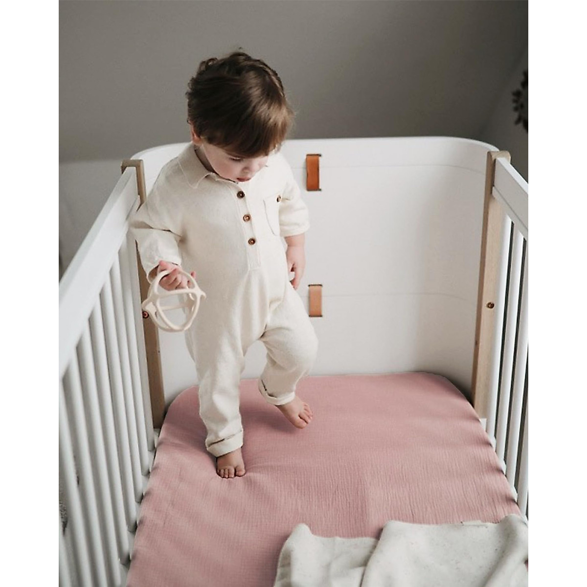 Muslin Crib Sheets, 100% Cotton Baby Crib Sheets for Standard Crib Mattress & Toddler Bed Mattress (52"x 28"), Ultra Soft & Breathable Baby Sheets, 2 Pack