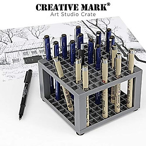 Creative Mark Brush Crate Multi Bin Paint Brush Organizer - Artist Paint & Makeup Brush Holder, Pens, Pencils, Small Tools Organizer - 96 Openings