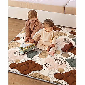 Blissful Diary Baby Play Mats for Floor, 71x59 Inch Extra Thicker & Large Soft Cushioning Foam Playmats for Babies and Toddlers, Foldable Washable Baby Crawling Mat for Playpen, Boho Design