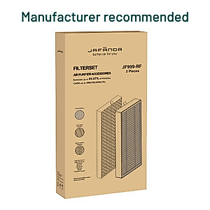 Jafända Air Filter Original FIlter Replacement 2 Pack for JF999 Air Purifier, 3-in-1 Filter with The True HEPA 13 &1.68 lb Activated Carbon