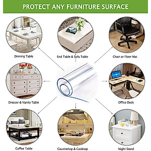 Clear Plastic Tablecloth Coffee Dining End Table Protector Cover Countertop Wood Marble Furniture Topper Tabletop Protection Pad PVC Vinyl Polyester Rectangle Tablecloth Water Resistant 40" x 120 Inch