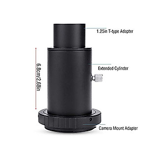 Telescope Extension Tube Lens Adapter for Canon T Ring, 1.25inch Lens Extension Tubes Telescope Camera Gear, T Mount Extension Tube M42 Thread T-Mount Adapter T2 Ring for Canon Telescope Camera Lens