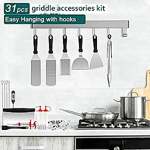 Griddle Accessories, Lidlife 31pcs Flat Top Grill Accessories for Blackstone and Camp Chef, Griddle Grill Tools Set for Professional BBQ, Grill Set with Spatula,Tongs,Bottle, Egg Ring and Carry Bag
