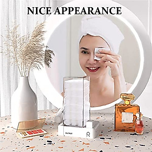 Nacai Automatic Cotton Pad Dispenser, Press Out Cotton Square Holder Vanity Cosmetic Makeup Cotton Pads Organizer