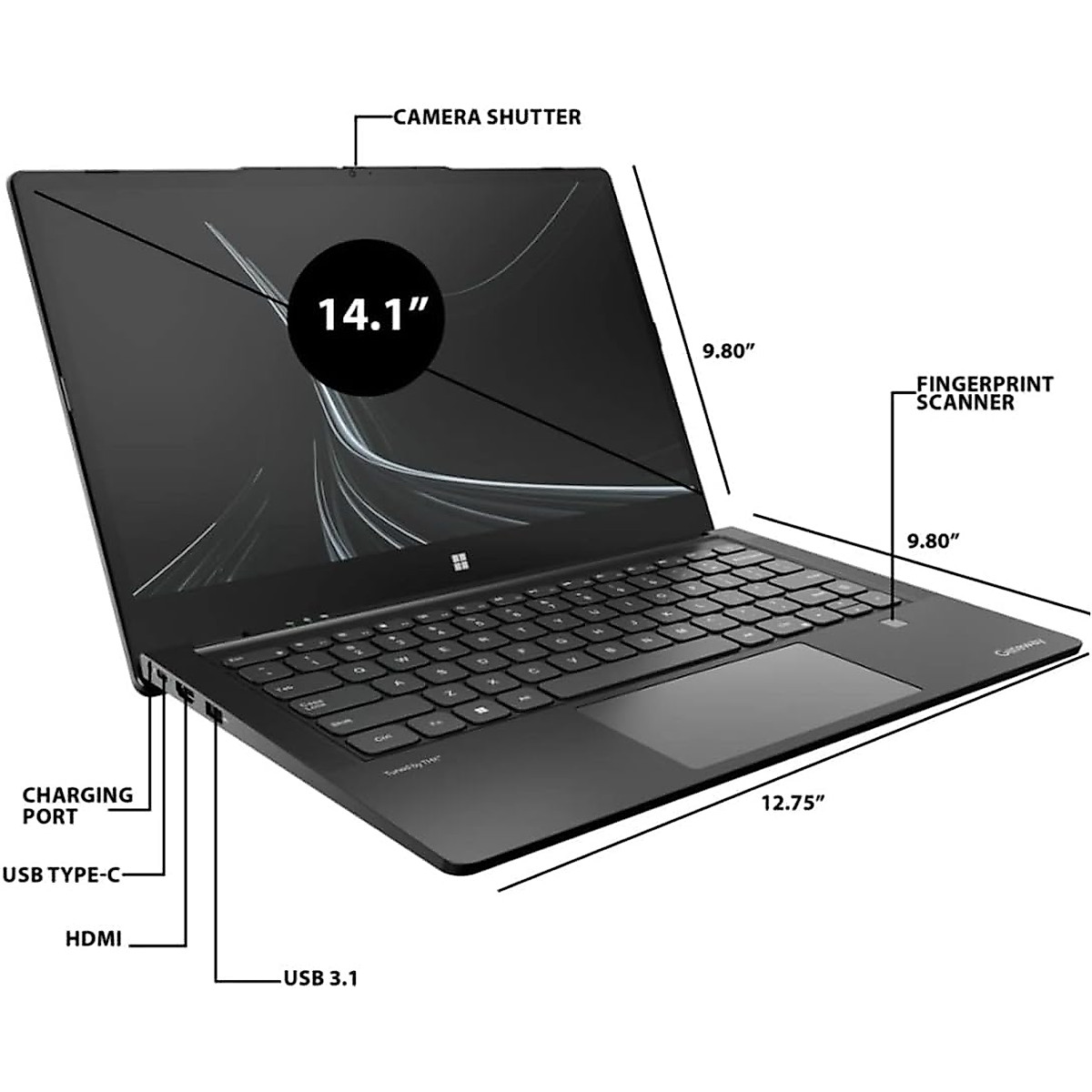 Gateway Ultra Slim Notebook, 14.1'' Touchscreen IPS FHD, 12th Gen Intel Core i7-1255U Quad-Core, 8GB RAM, 512GB SSD, Fingerprint Scanner, Webcam, WiFi 6, USB-C, HDMI, Win11 pro, Black (GWTC)