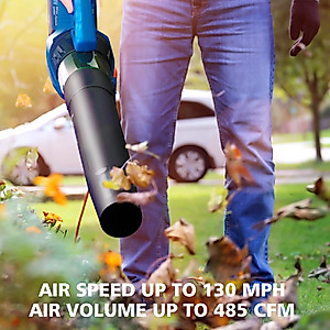 AVID POWER 40V Cordless Leaf Blower, Brushless Electric Leaf Blower 485-CFM 130-MPH, Battery Powered Blower with Two 2.0Ah Batteries, 4 Speeds and Turbo Function-Blue