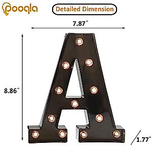 Light Up LED Letter Marquee Sign - Alphabet Marquee Letters with Lights For Wedding Birthday Party Christmas Night Light Lamp Home Bar Decoration A, Black
